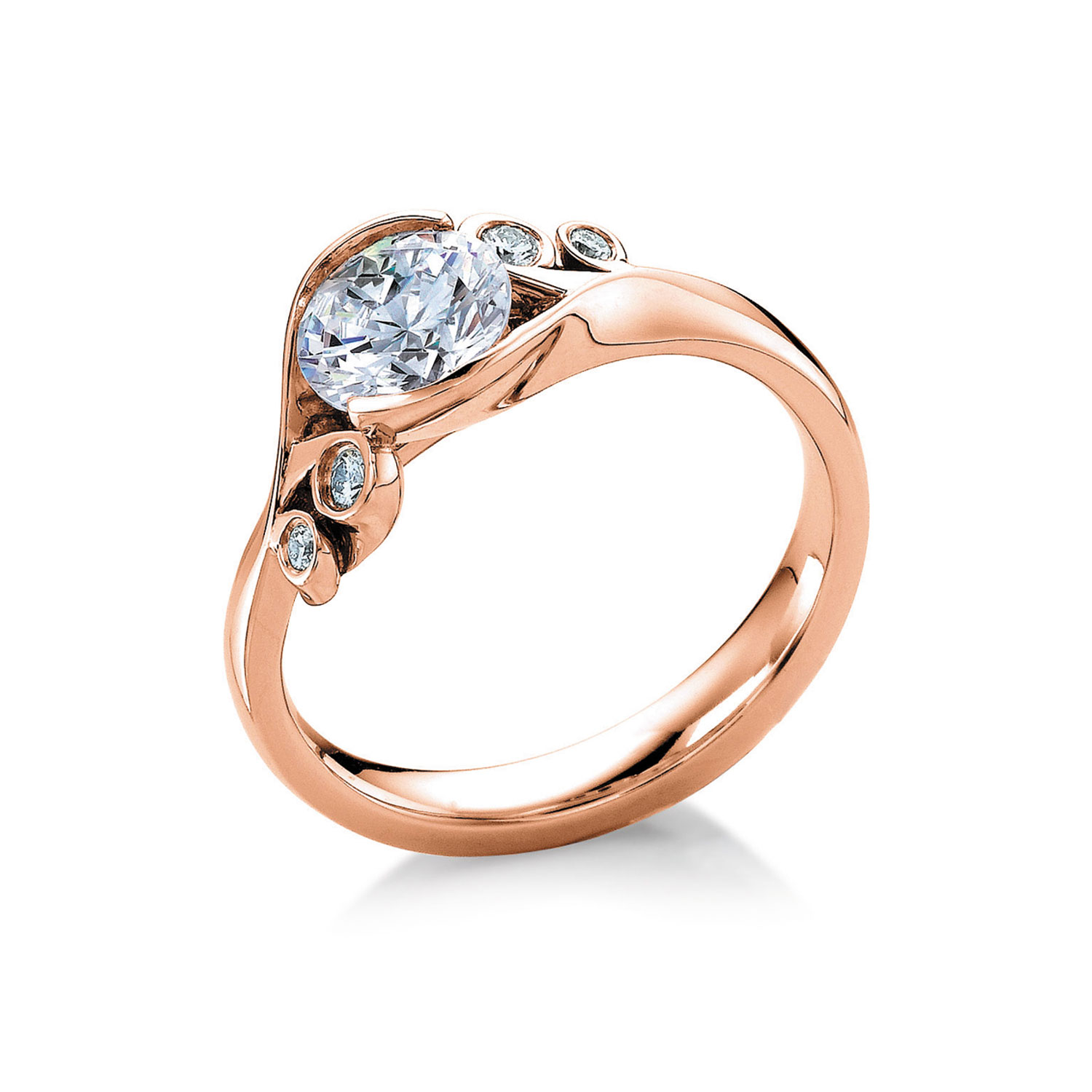 1.5 Ct Round Colorless Lab DiamondFern Solitarie Engagement Ring