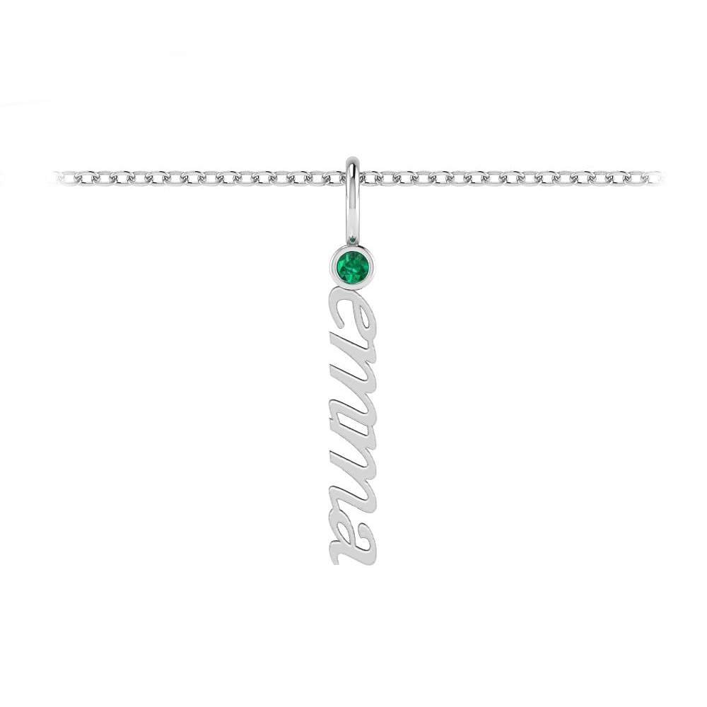 Vertical Birthstone Script Name Necklace