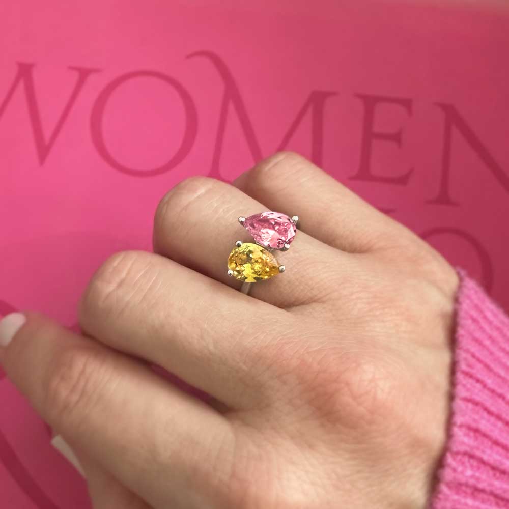 2 Ctw Double Pear Birthstone Toi et Moi Two Stone Ring