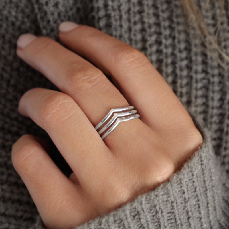 Triple Chevron Ring