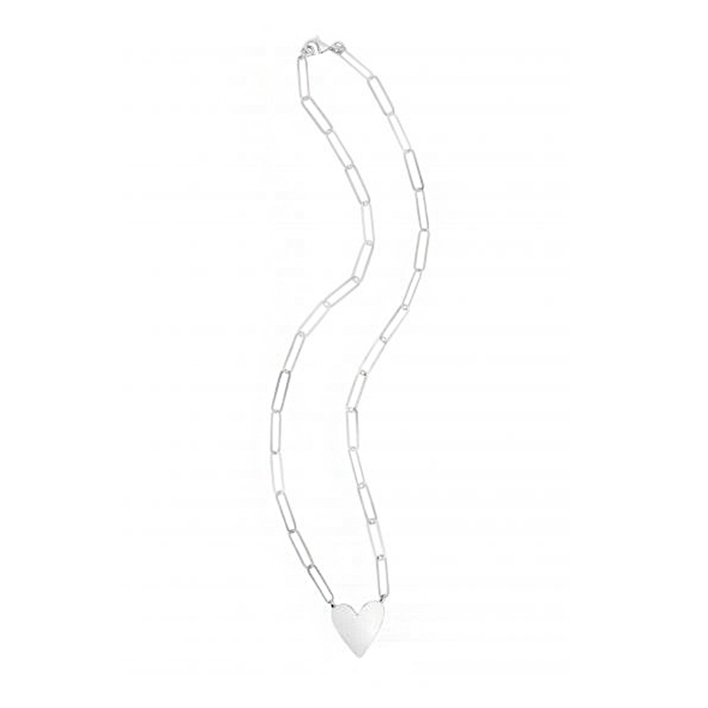 Silver Heart Shape Paperclip Necklace