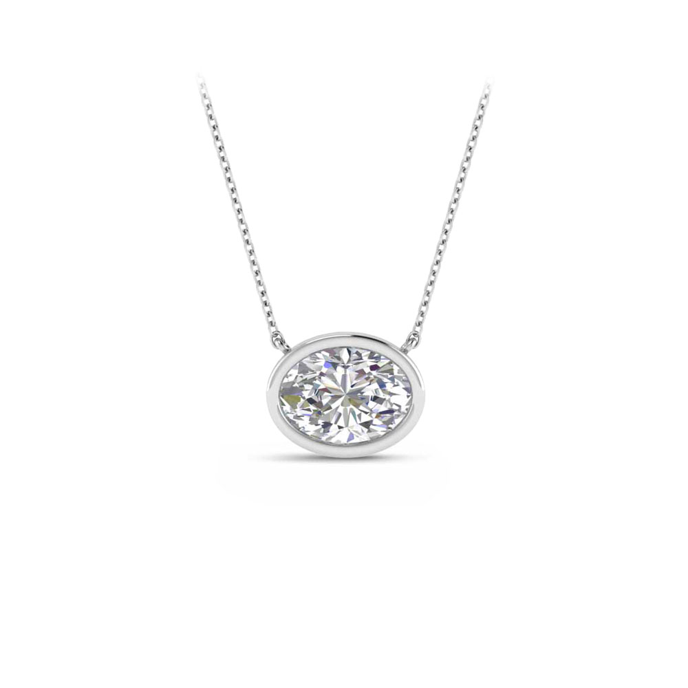 1 Ct Oval CZ Bezel Pendant Necklace