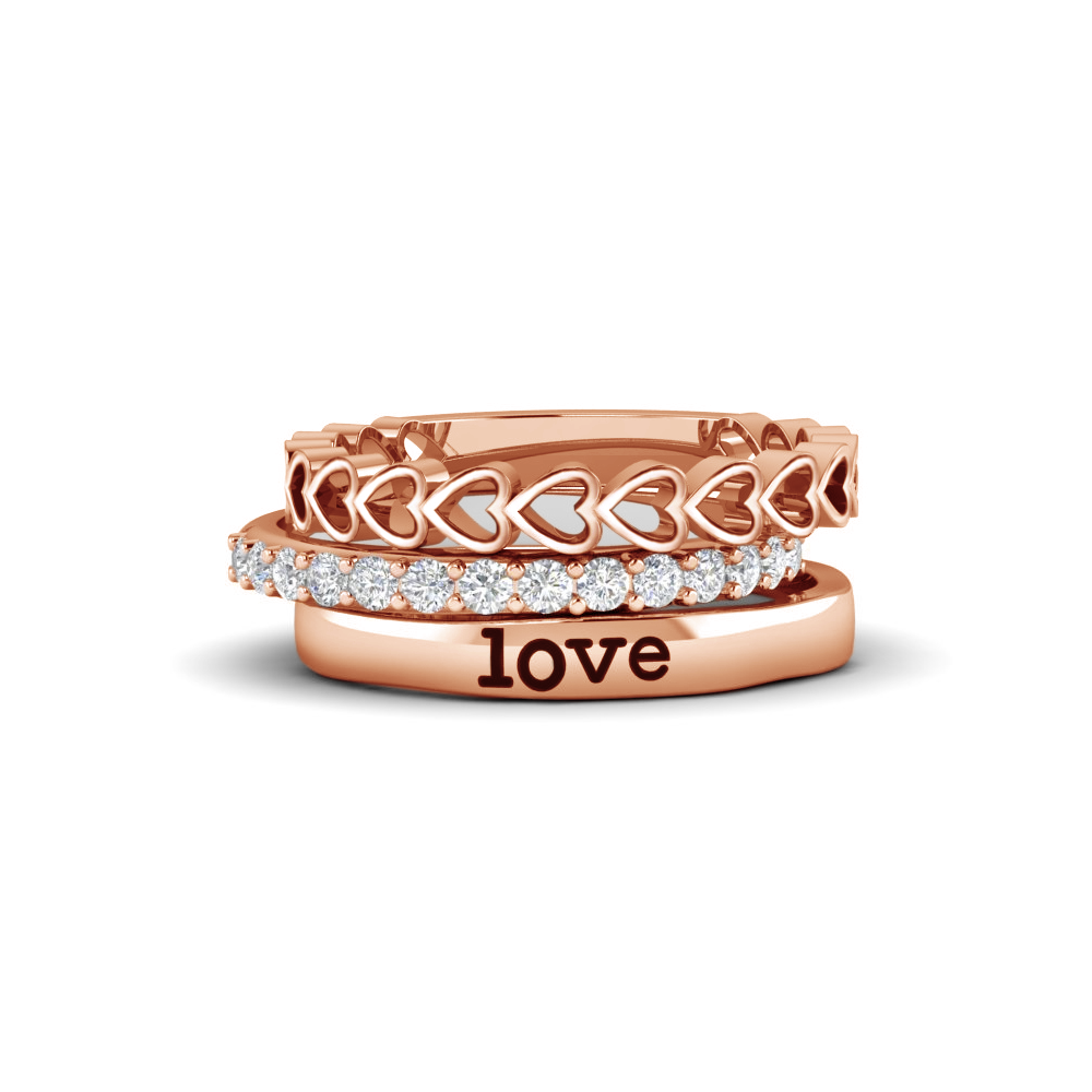 Loving Hearts Personalized Ring Stack