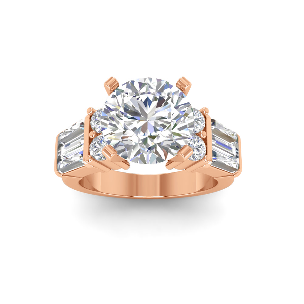 4 Ct Round Premium Lab Diamond & 1.67 Ctw Lab Diamond Baguette Wide ...