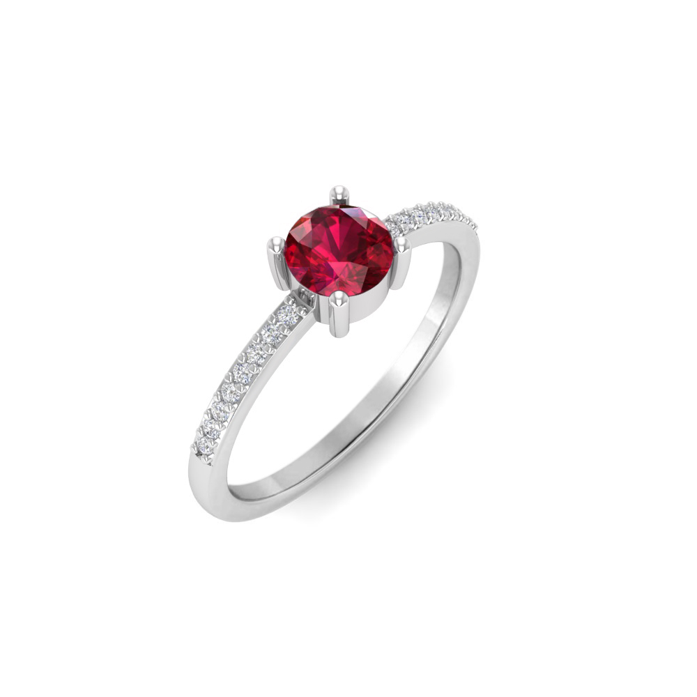 East West .50 Ct Round Ruby Pavé Birthstone Ring