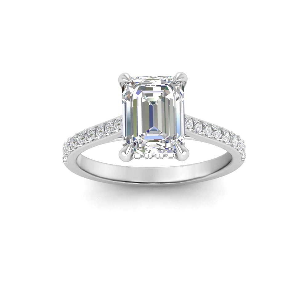 1 Ct Emerald Lab Diamond & .30 Ctw Diamond Hidden Halo Timeless Pavé ...