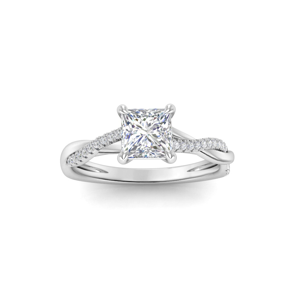 1 Ct Princess Lab Diamond & 0.14 Ctw Diamond Twisted Vine Engagement Ring