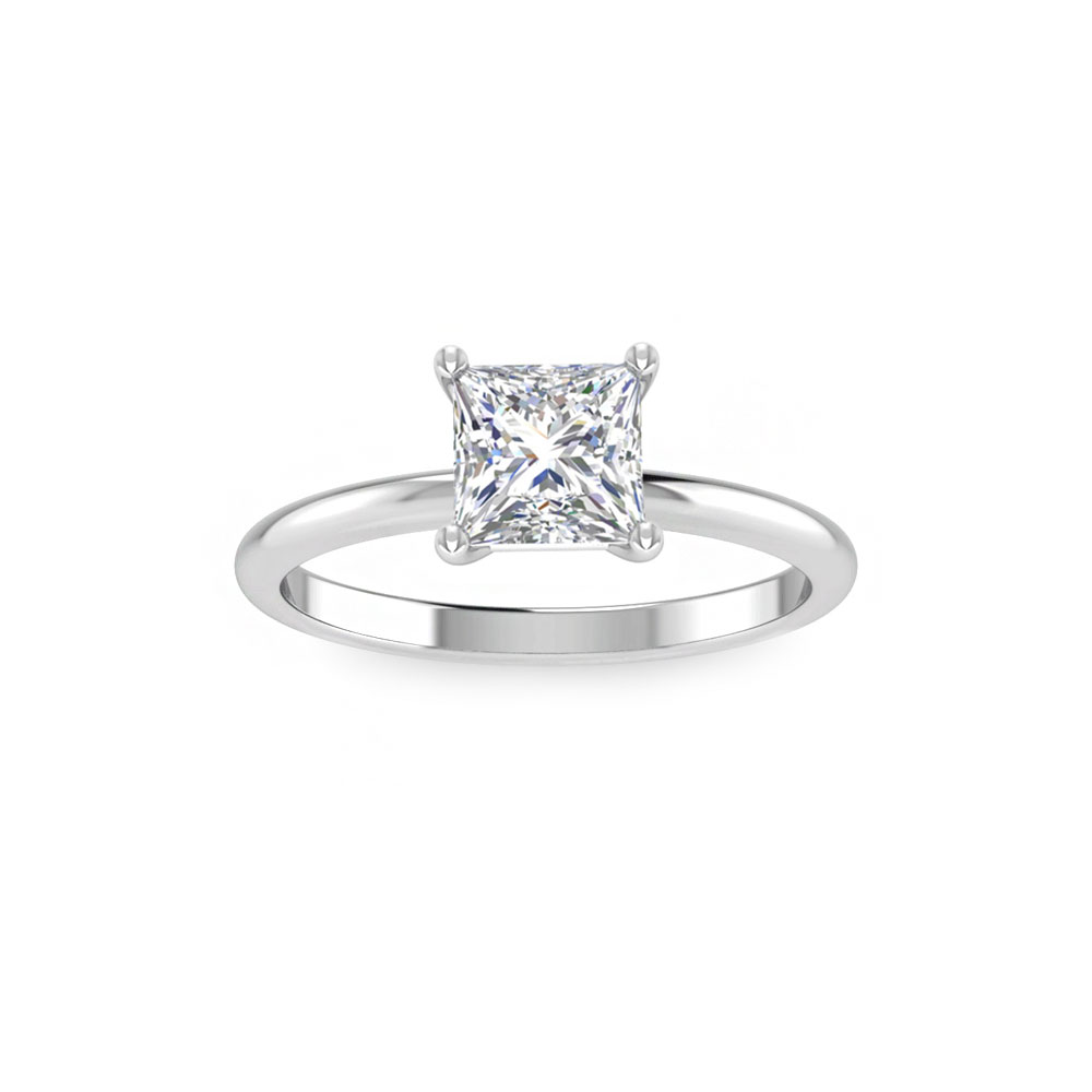 1 Ct Princess Lab Diamond Solitaire Engagement Ring