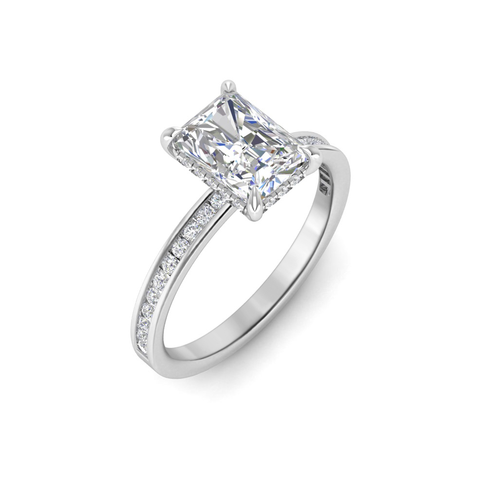 5 Ct Radiant Colorless Lab Diamond & .33 Ctw Surprise Channel Set ...