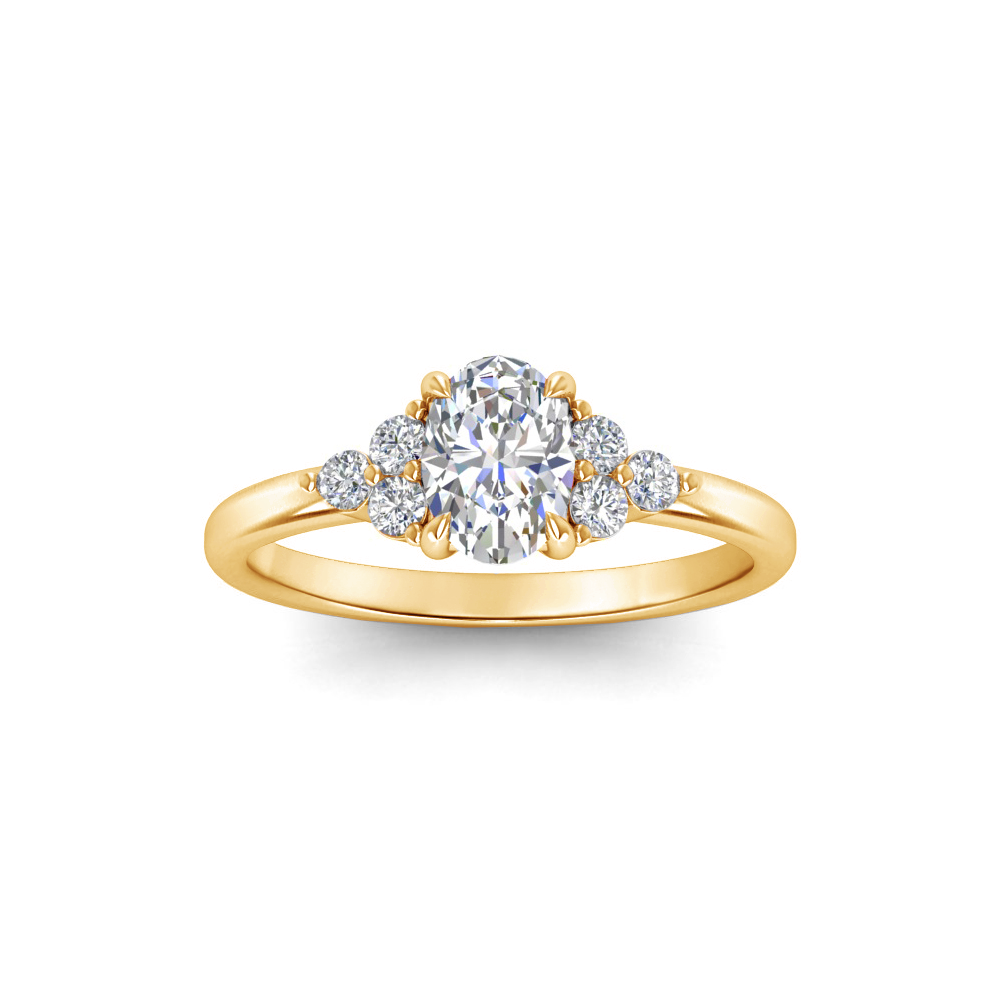 2.18 Ctw Oval CZ Trio Cluster Engagement Ring