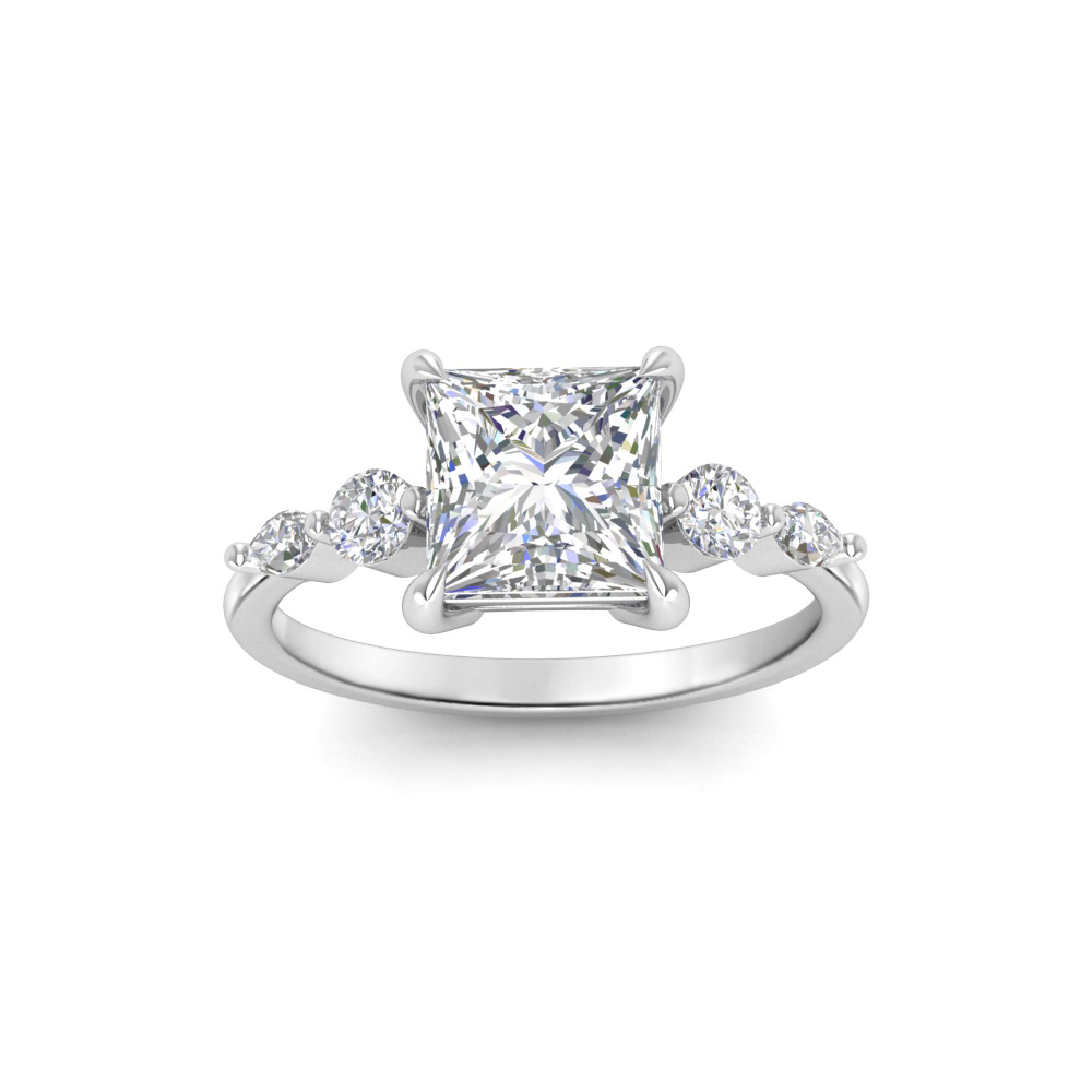 1.5 Ct Princess Lab Diamond & 0.34 Ctw Diamond Tapered Engagement Ring