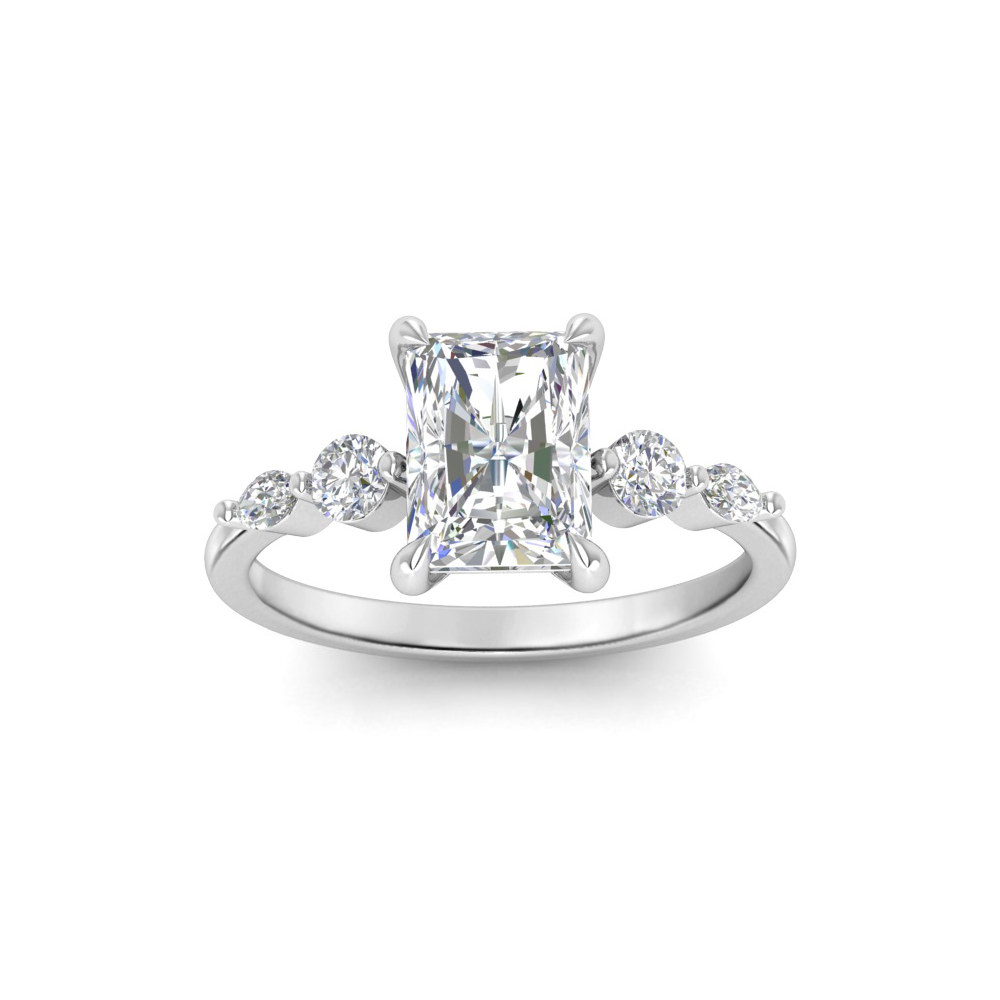 2 Ct Radiant Lab Diamond & 0.34 Ctw Diamond Tapered Engagement Ring