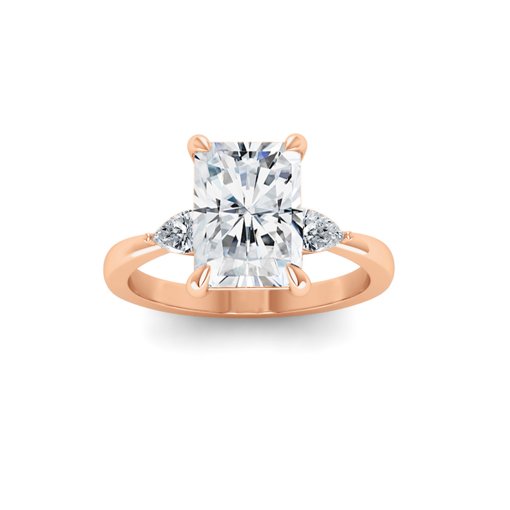 2 Ct Radiant Lab Diamond & .40 Ctw Three Stone Whisper Engagement Ring