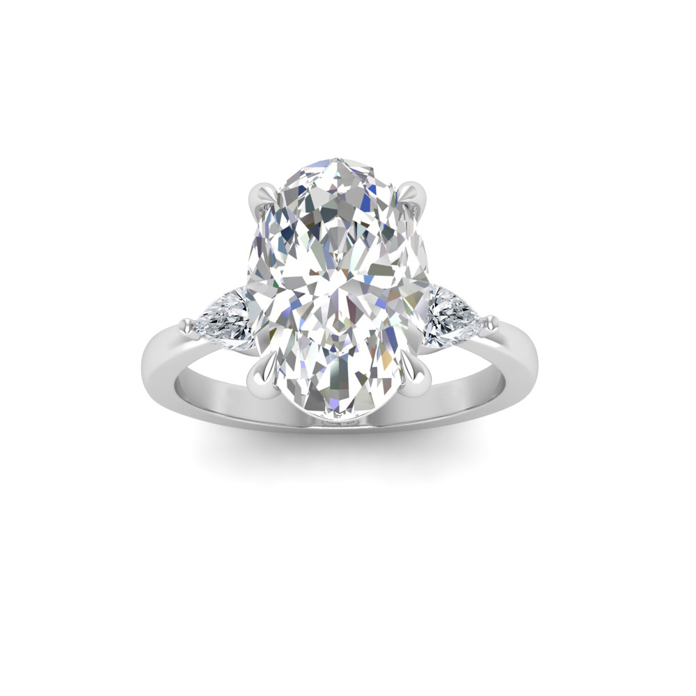2.5 Ct Oval Premium Lab Diamond & .40 Ctw Three Stone Whisper ...