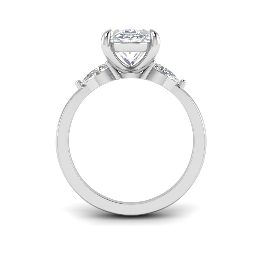 2.5 Ct Oval Premium Lab Diamond & .40 Ctw Three Stone Whisper ...