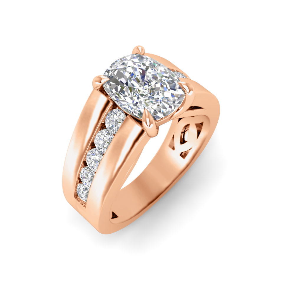 6 Ct Elongated Cushion Colorless Lab Diamond Channel Set Wide Band ...