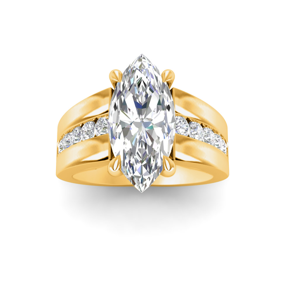 2 Ct Marquise Lab Diamond Channel Set Wide Band Engagement Ring