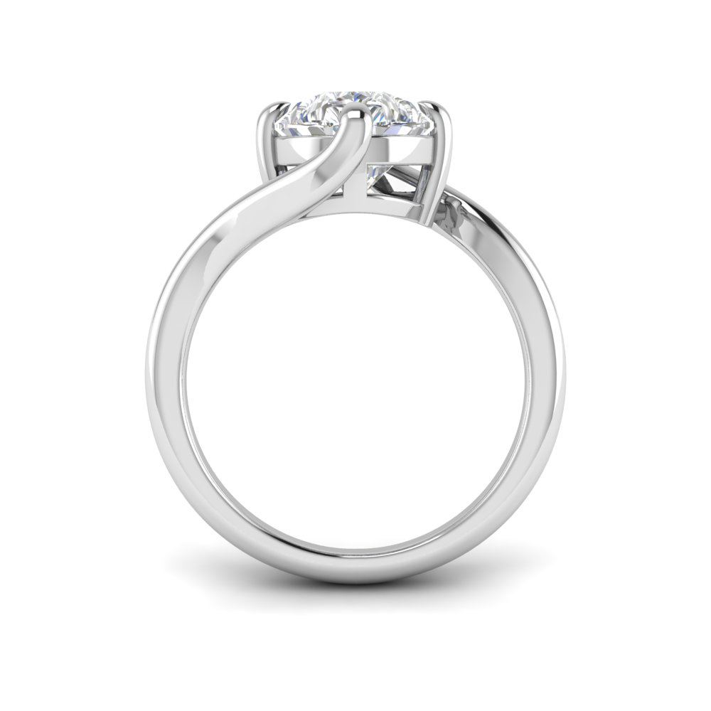 3 Ct Pear Lab Diamond Curved Wave Engagement Ring