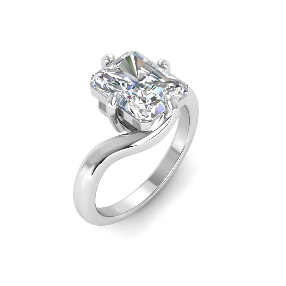 2 Ct Radiant Lab Diamond Curved Wave Engagement Ring