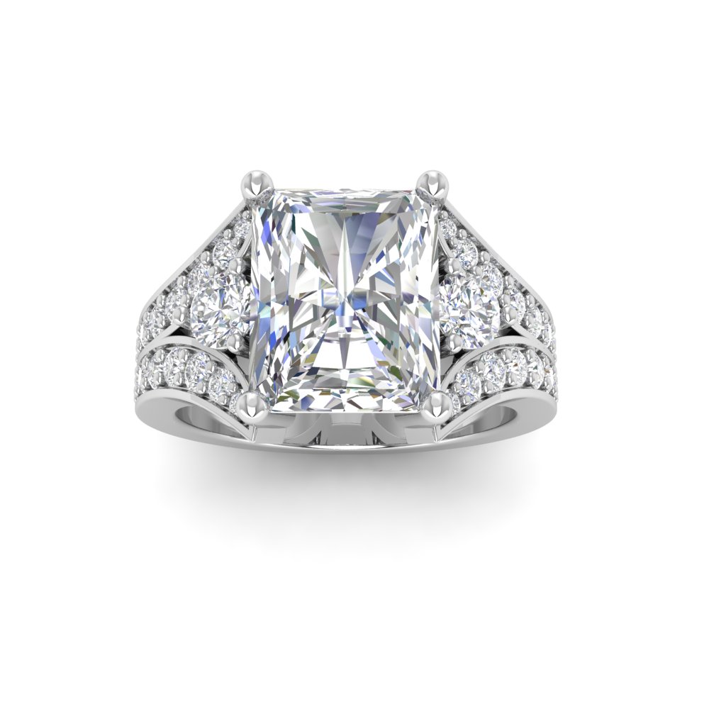 2 Ct Radiant Lab Diamond & 1 Ctw Split Shank Wide Band Engagement Ring
