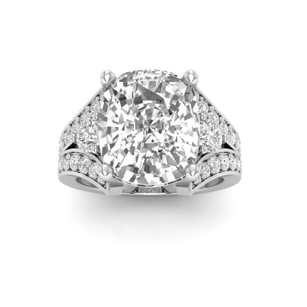 2 Ct Elongated Cushion Moissanite & 1 Ctw Lab Diamond Split Shank Wide ...